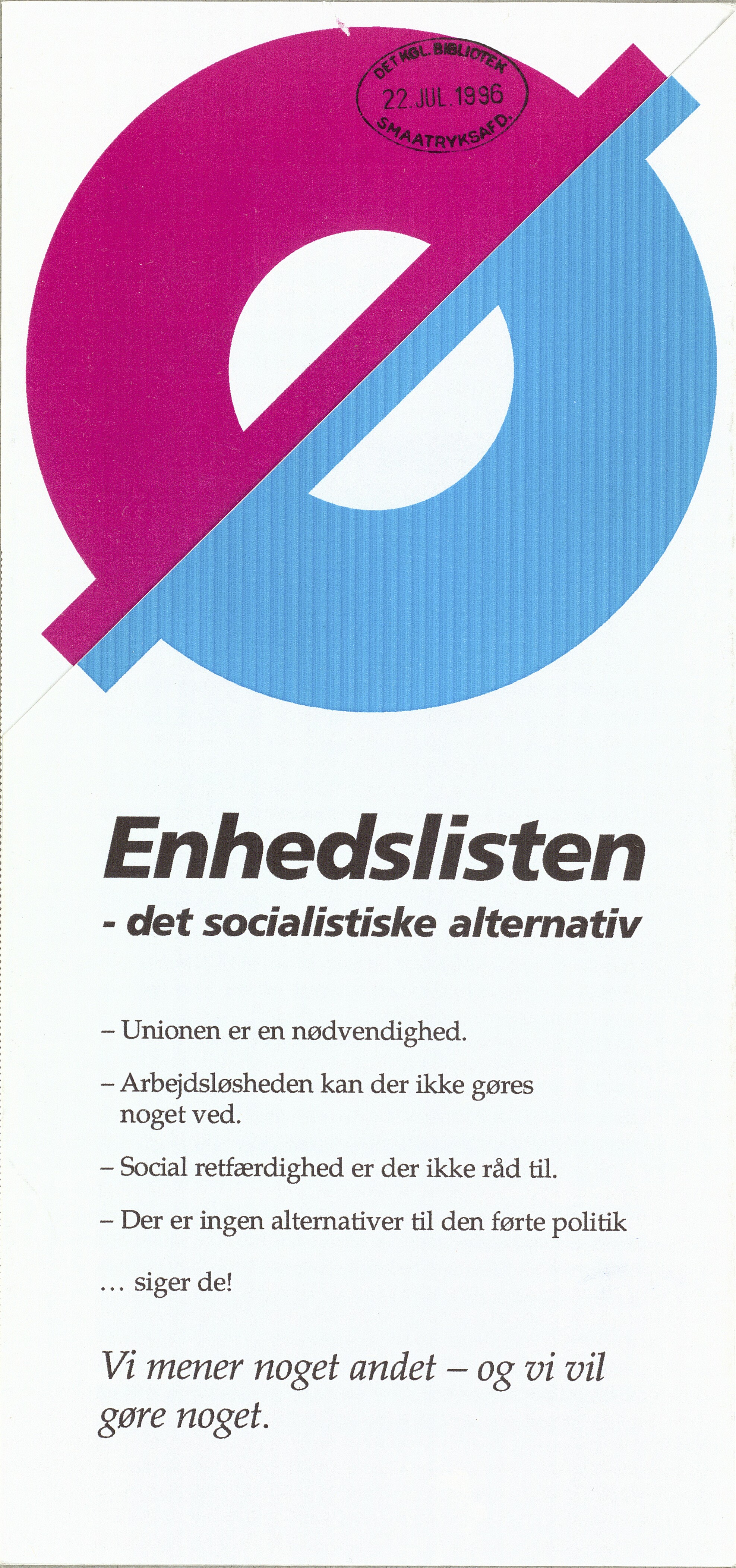 Enhedslisten: Partiprogram, 1996